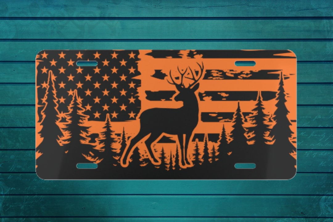 Deer American Flag License Plate: Hunter Gift - Etsy
