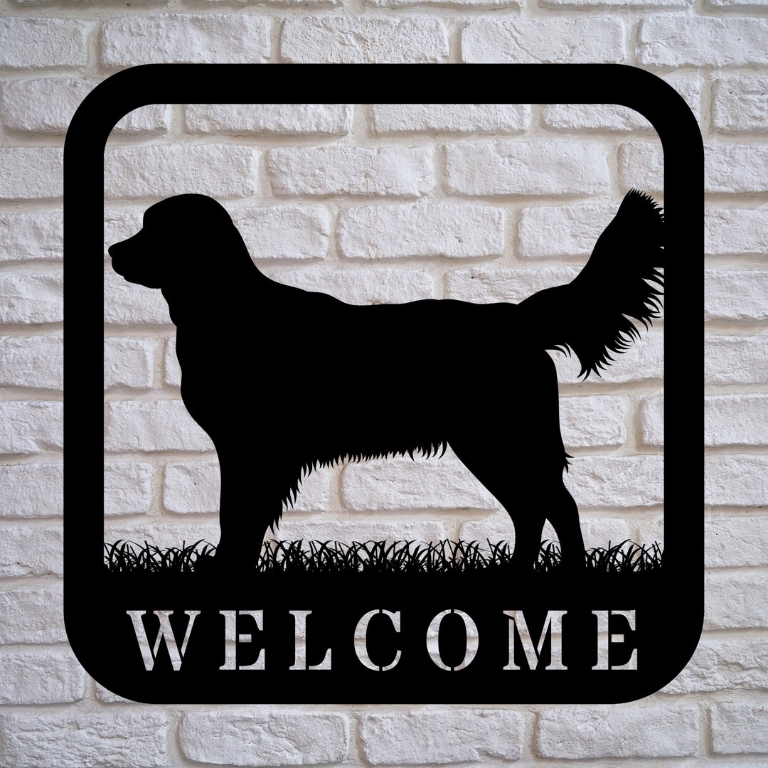 Golden Retriever Welcome Sign Metal Art, Gift for Golden Retriever ...