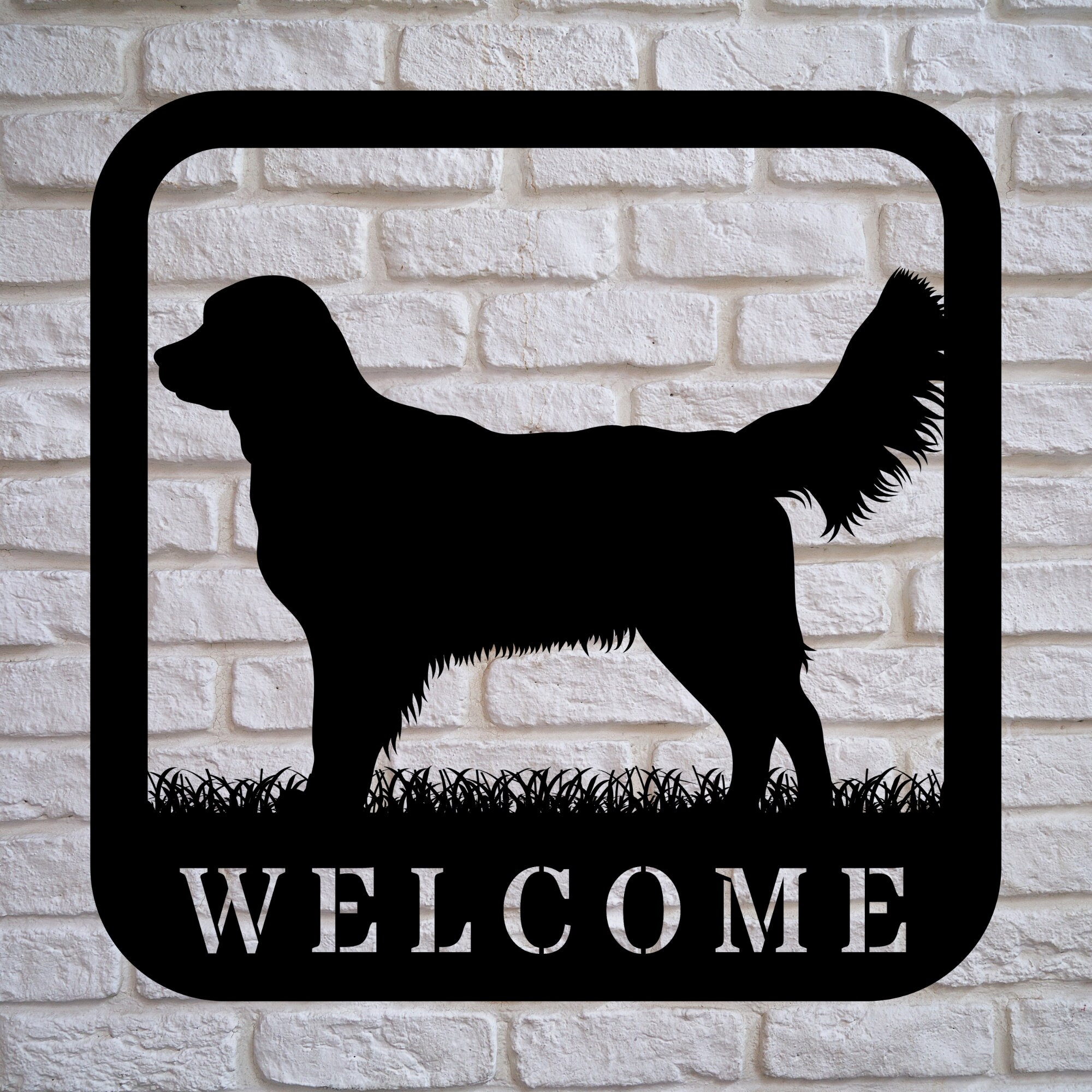 Golden Retriever Welcome Sign Metal Art, Gift for Golden Retriever ...