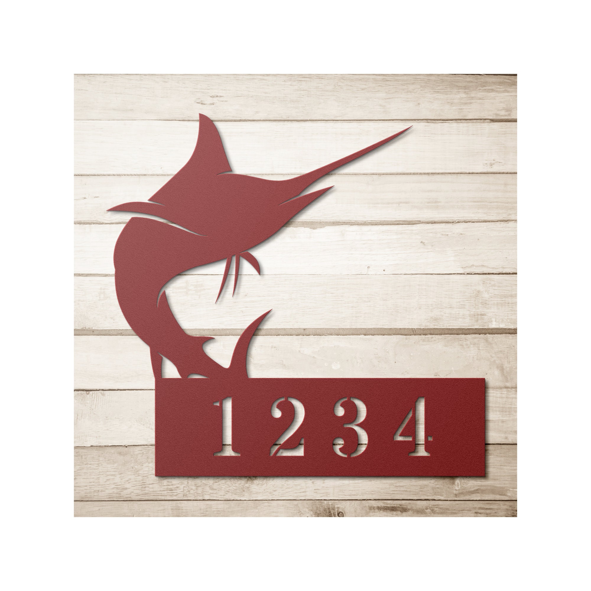 Marlin Metal Art, Metal House Numbers, House Numbers, Housewarming Gift ...