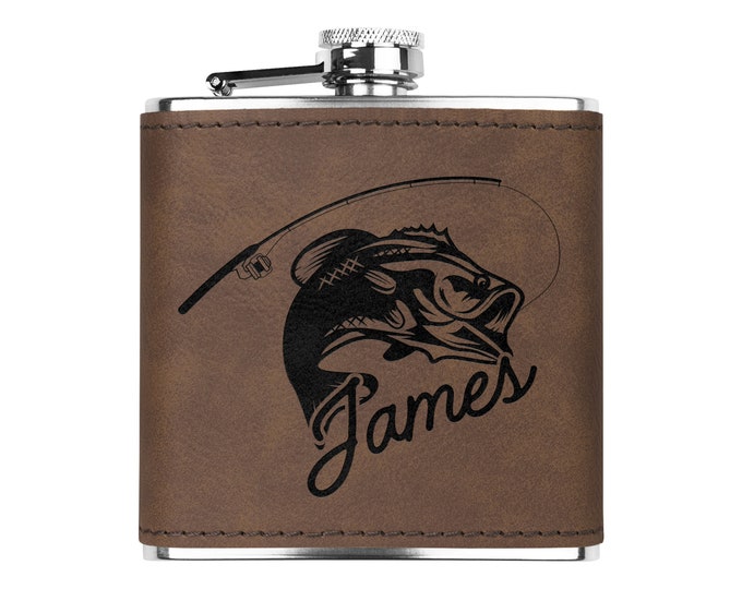 Fishing Lover Groomsman Flask for Men Personalized, Fishing Bachelor Party Gift, Fisherman ...