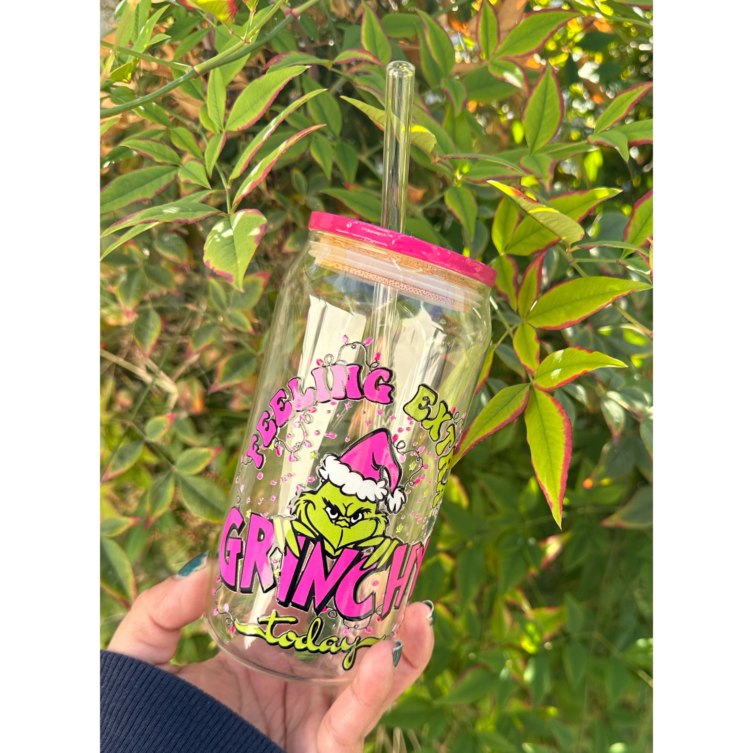 Grinch Glass Cup, Grinchmas, the Grinch, Grinch Cup, Glass Cup With ...