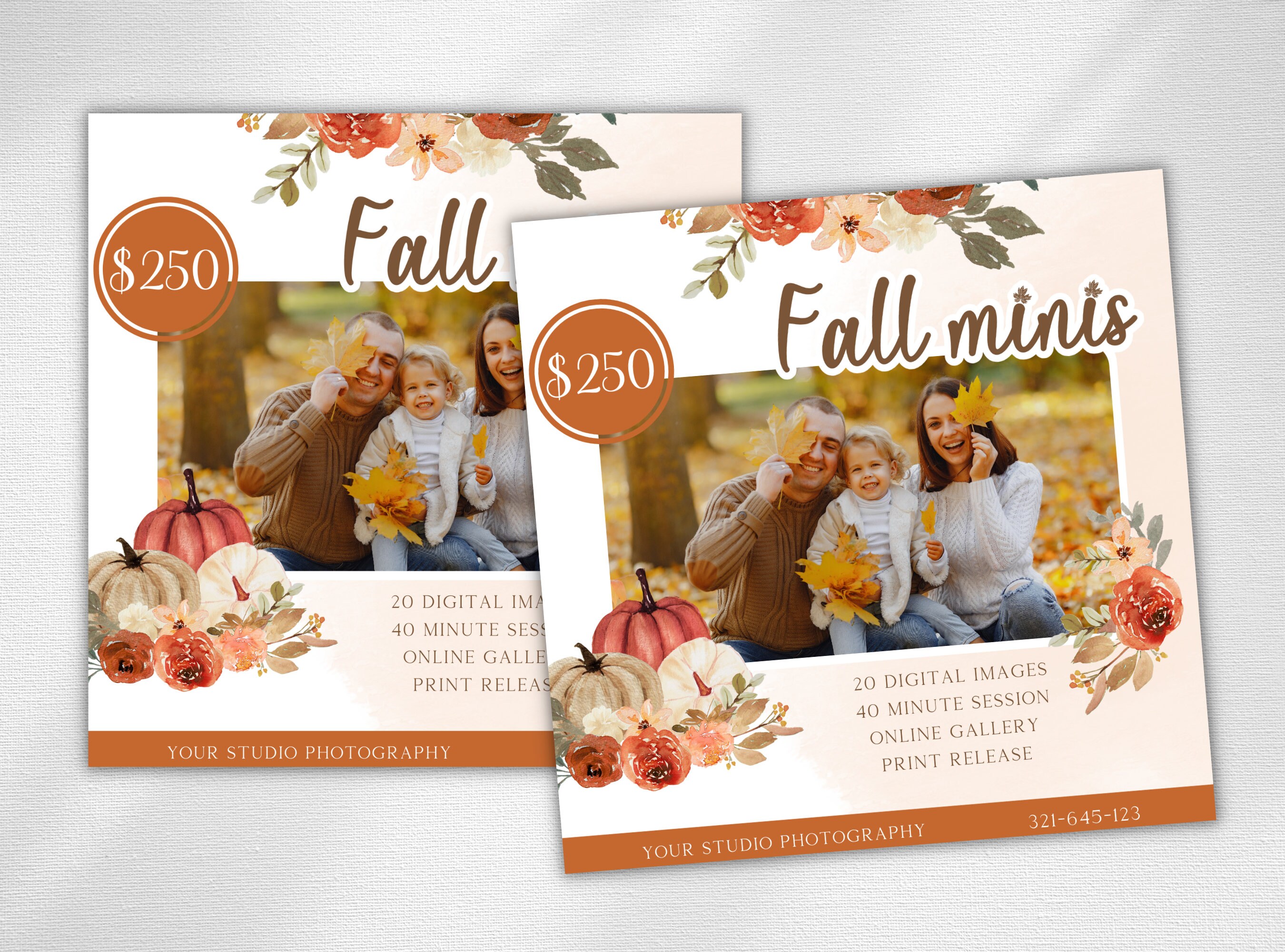 Fall Mini Session Template for Photographers, Canva Photo Template ...