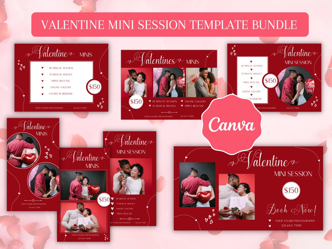 Valentine Mini Session Canva Template Bundle Valentine - Etsy