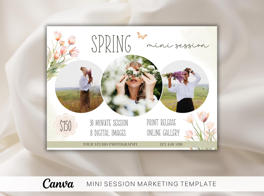Spring Mini Session Template for Photographers, Marketing Photo Flyer ...