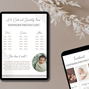 Newborn Pricing Guide Canva Templates for Photographers, Newborn Price ...