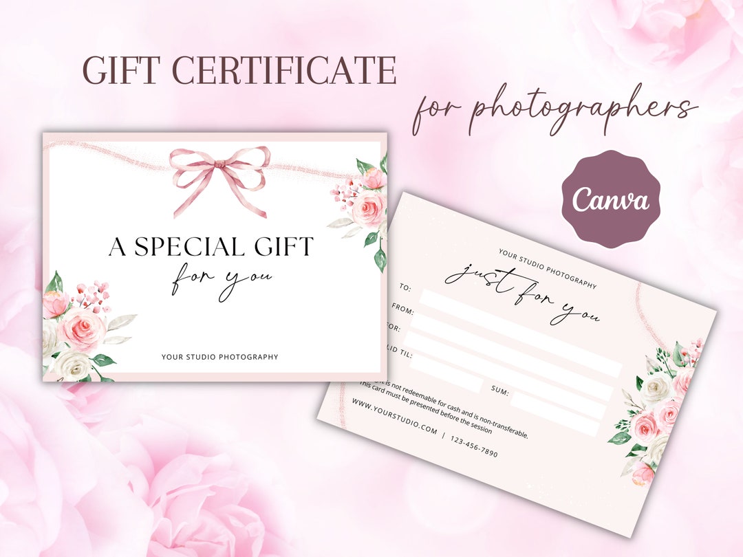 Photography Voucher Template, Canva Gift Card for Photographers, Photo ...
