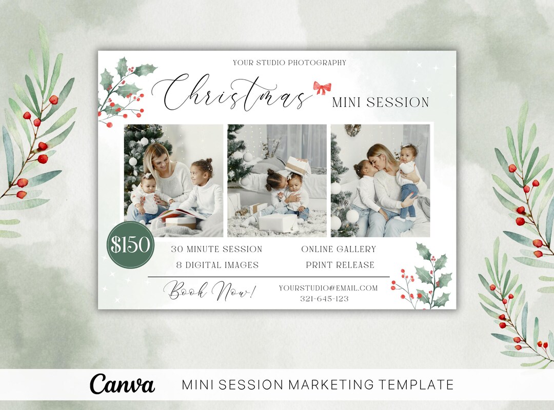 Christmas Mini Session Template for Photographers, Canva Marketing ...