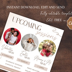 Upcoming Sessions Canva Template for Photographers, Mini Session ...