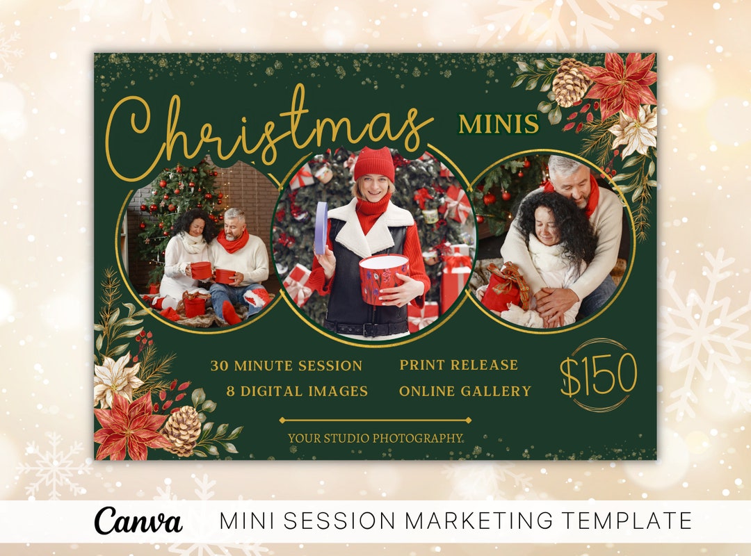 Christmas Mini Session Template for Photographers, Canva Marketing ...