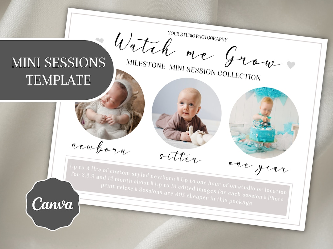 Baby Milestone Session Canva Flyer for Photographers, Mini Session ...