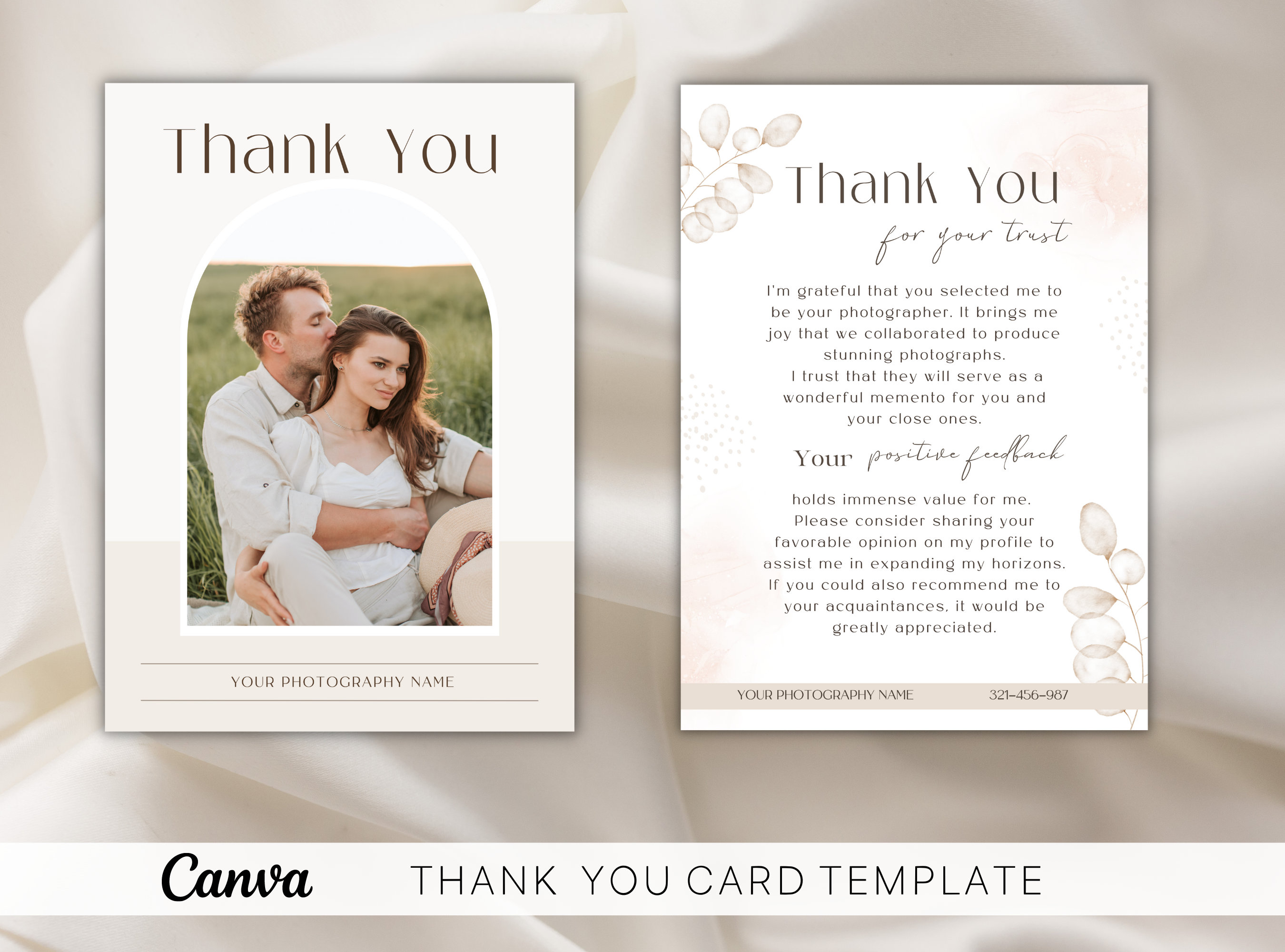 Client Thank You Card Template for Photographers, Canva Thank You ...