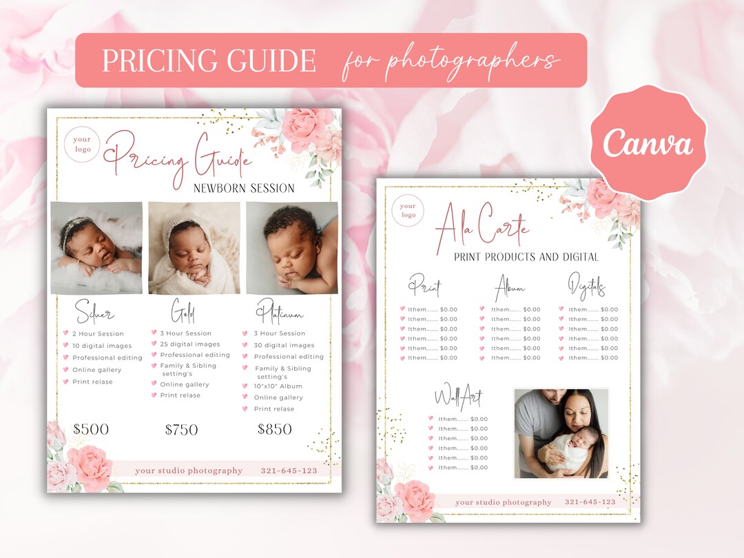 Pricing Guide Canva Template for Photographers, Photography Pricing ...