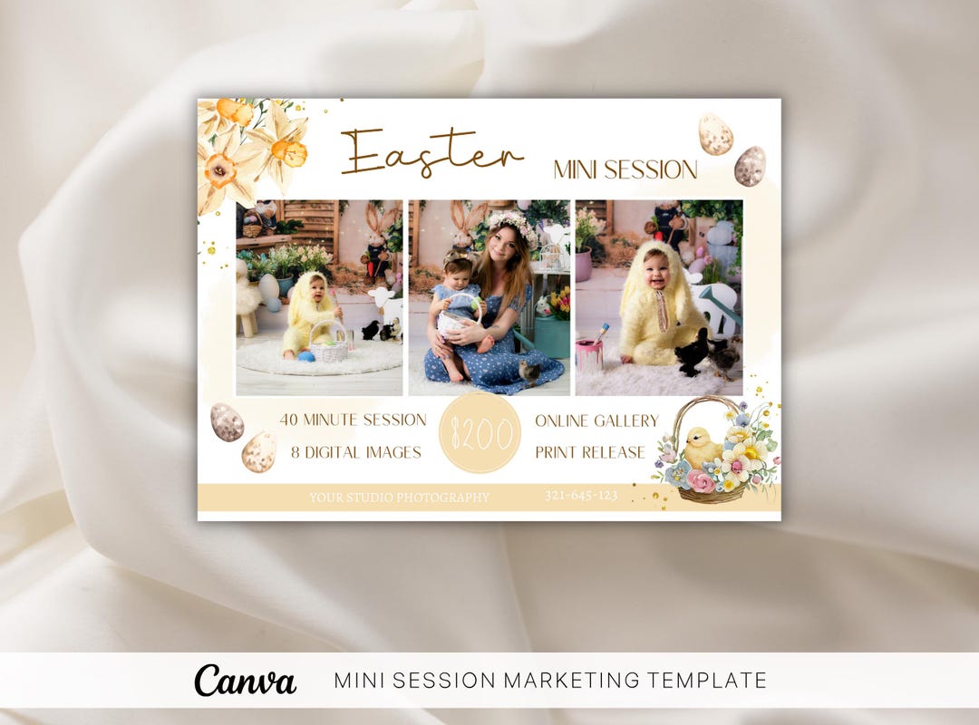 Easter Mini Session Template, Canva Photography Marketing Board, Pohoto ...