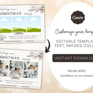 Christmas Mini Session Template: Canva Holiday Marketing Board (digital ...