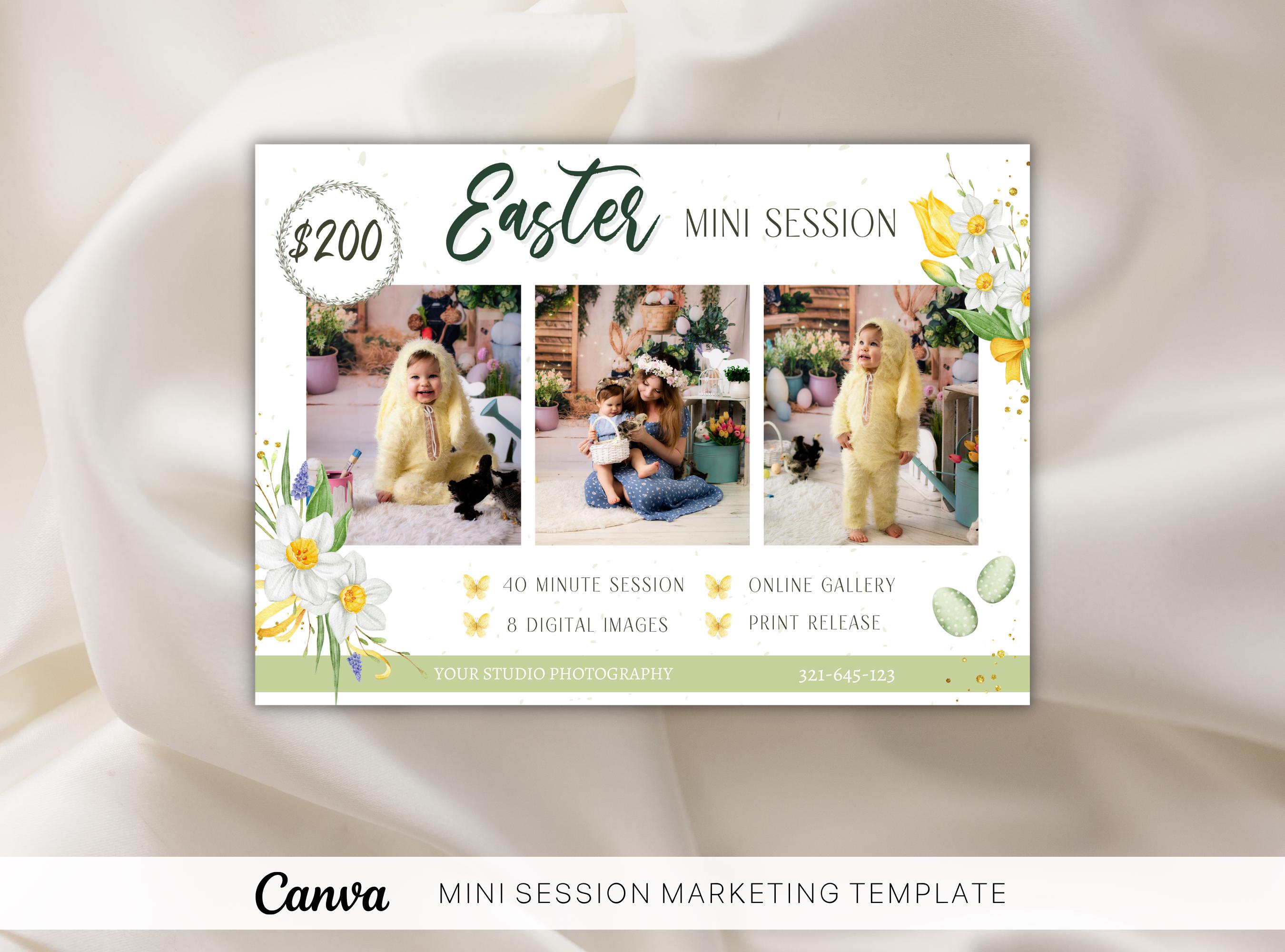Easter Mini Session Canva Template for Photographers, Easter ...