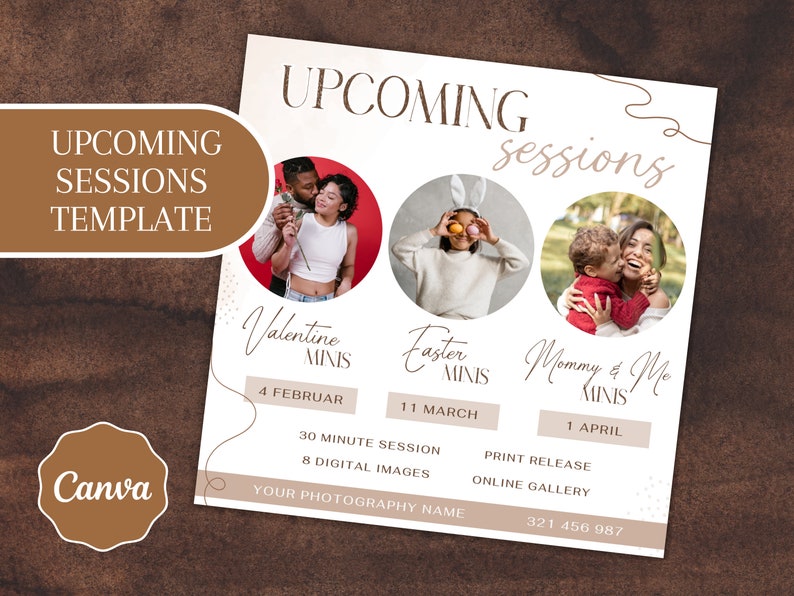 Upcoming Sessions Canva Template for Photographers, Mini Session ...