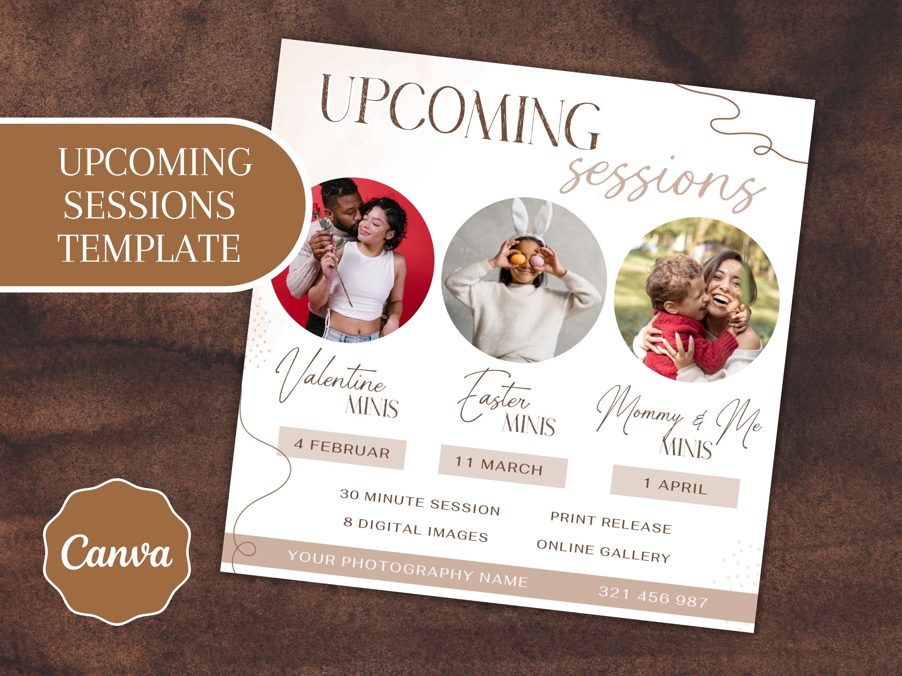 Upcoming Sessions Canva Template for Photographers, Mini Session ...