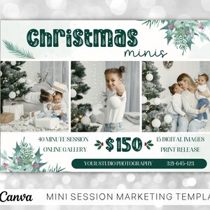 Christmas Mini Session Canva Template for Photographers, Holiday ...