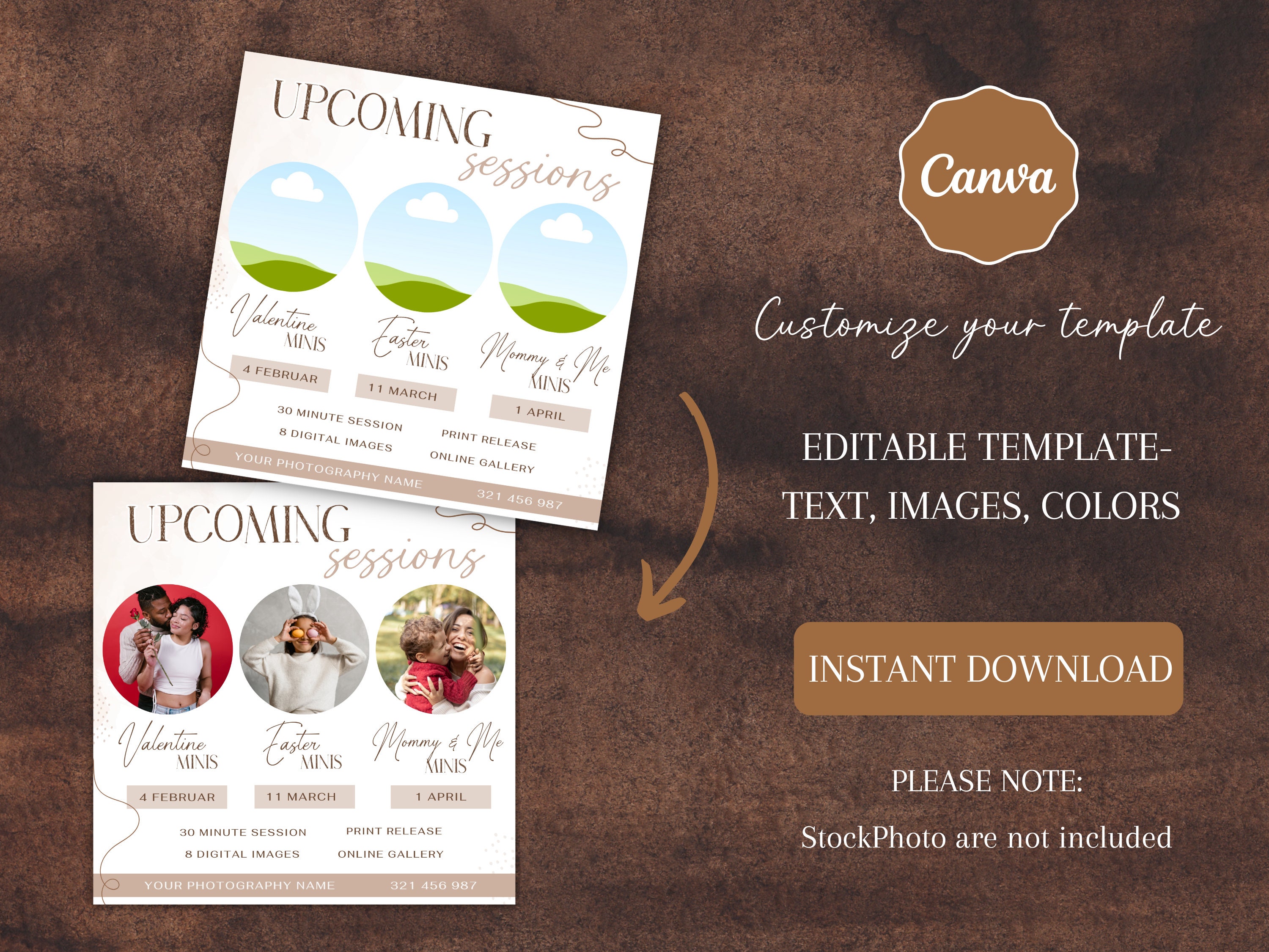 Upcoming Sessions Canva Template for Photographers, Mini Session ...