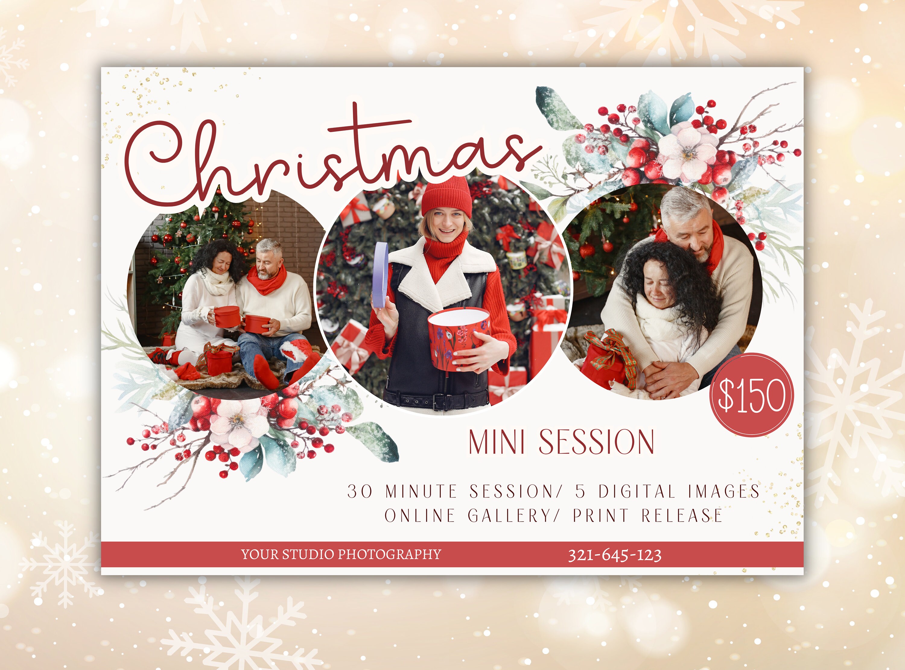 Christmas Mini Session Canva Template, Holiday Marketing, Christmas ...