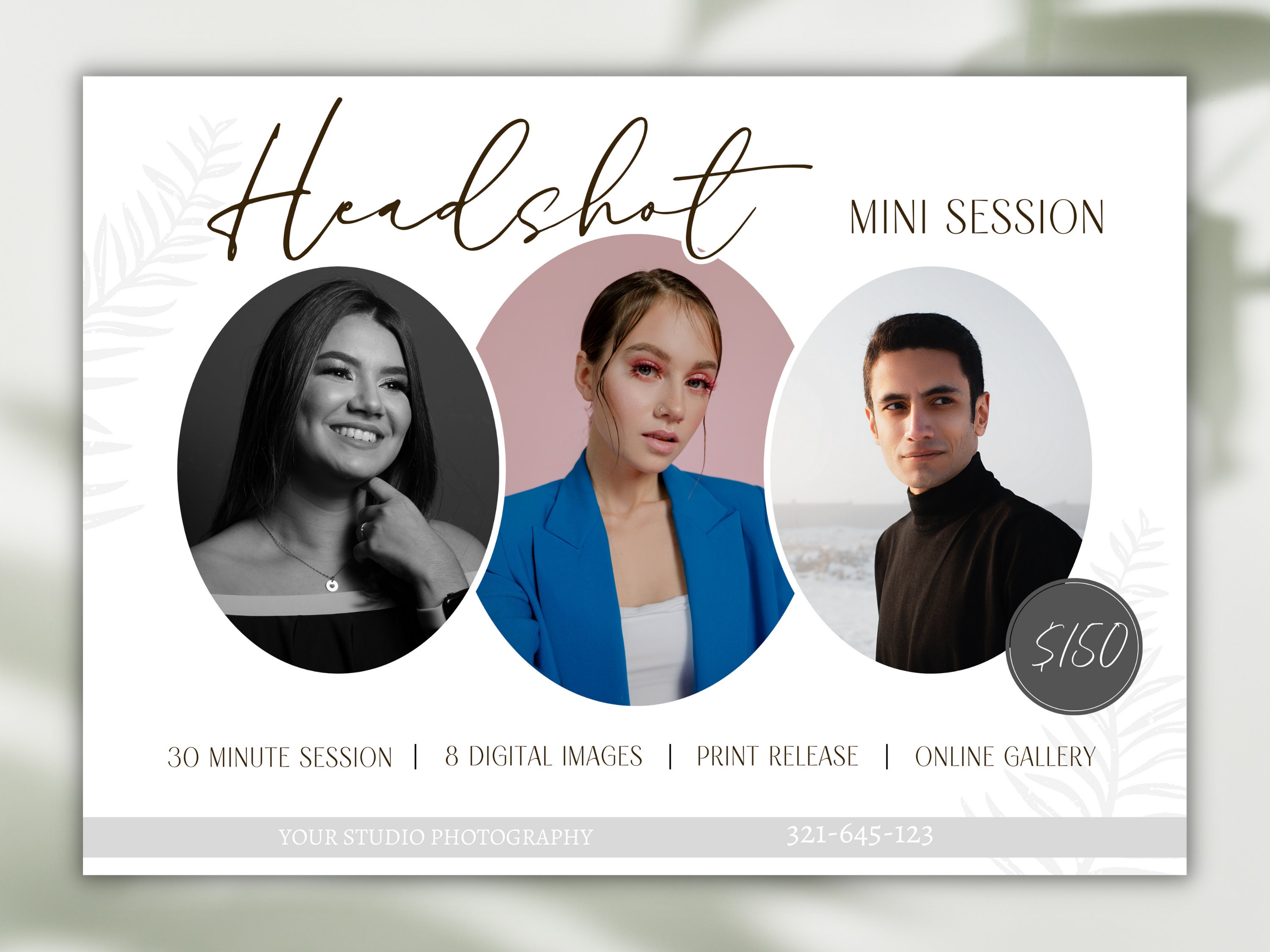 Headshot Mini Session Template for Photographers, Canva Marketing ...