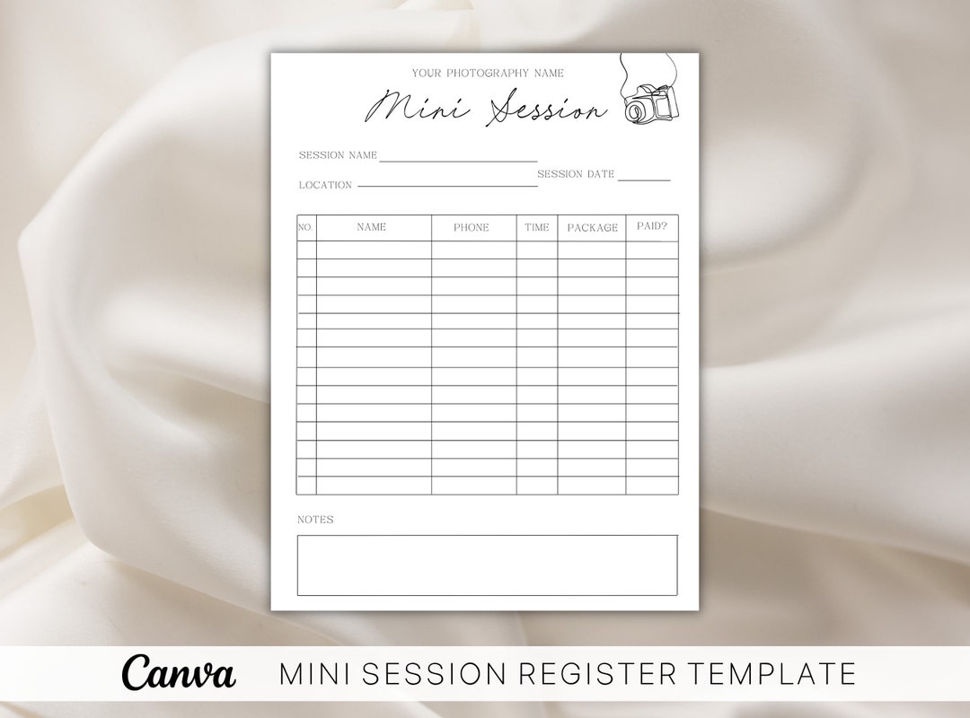 Photography Mini Session Sign-up Form: Canva Template - Etsy