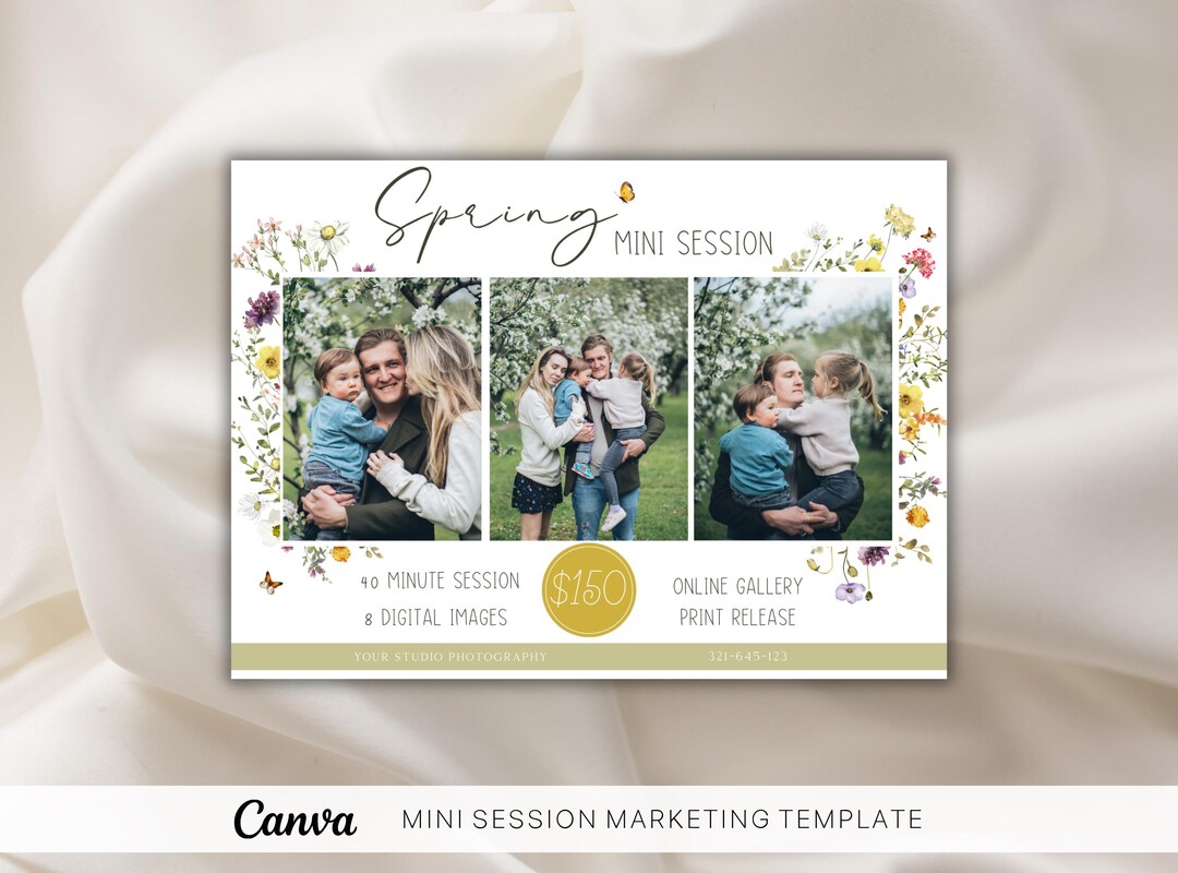 Spring Mini Session Canva Template for Photographers, Marketing Board ...