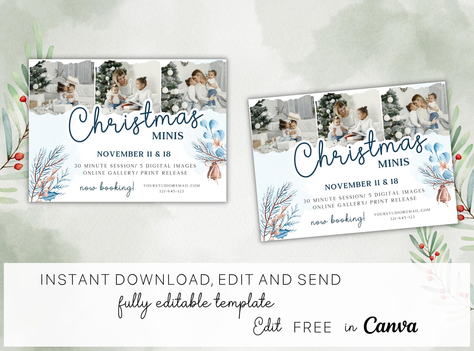 Christmas Mini Session Canva Template: Holiday Photography Ad (digital ...