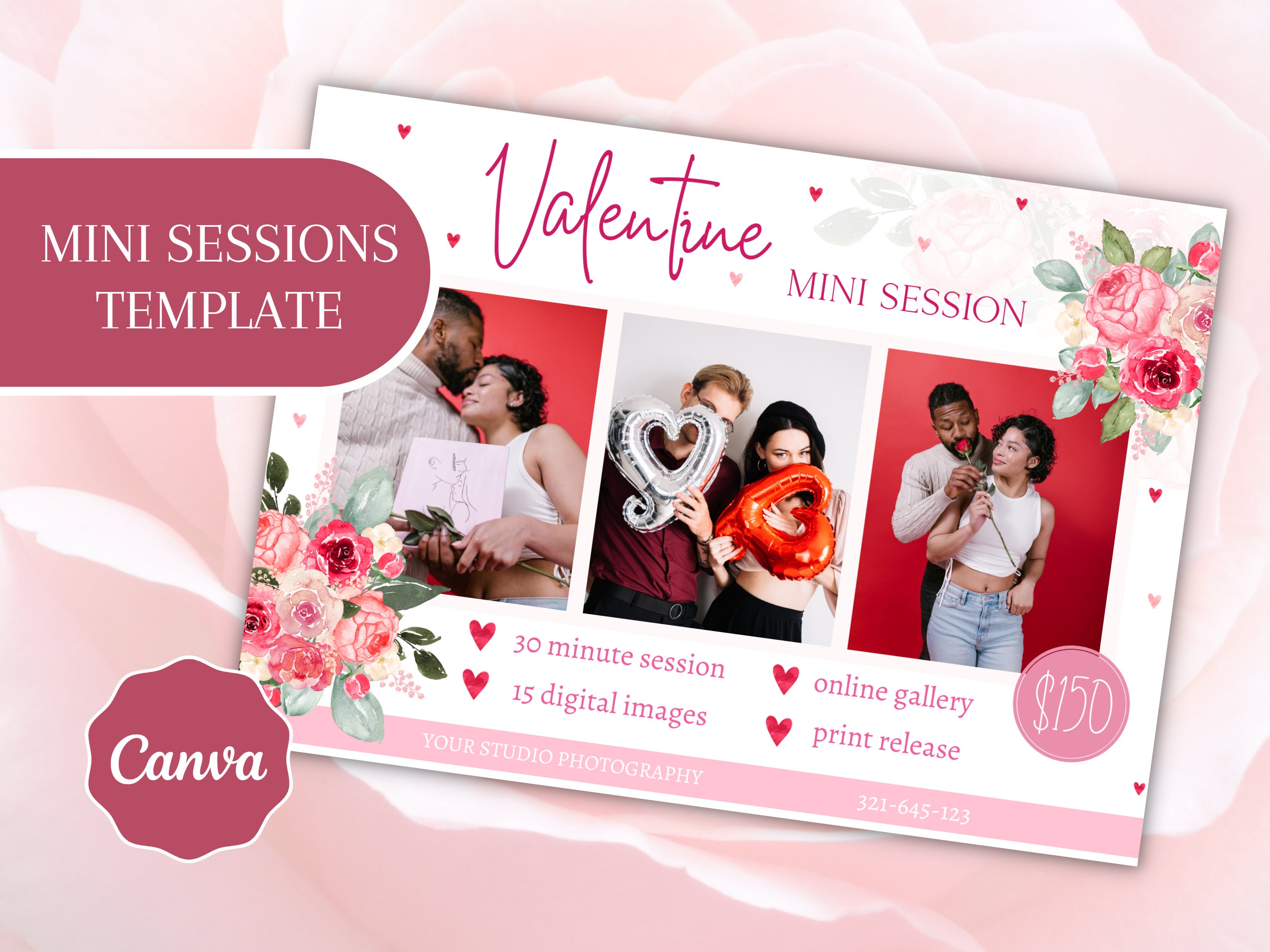 Valentine Mini Session Canva Template for Photographers, Session ...