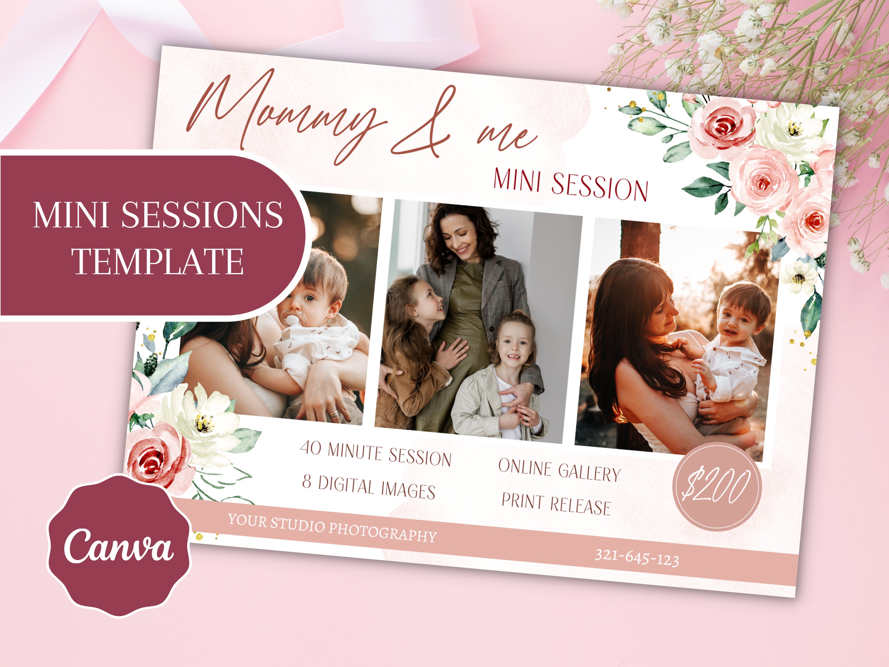 Mommy And Me Mini Session Template For Photographers Canva Etsy