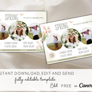 Spring Mini Session Template for Photographers, Canva Photography Flyer ...