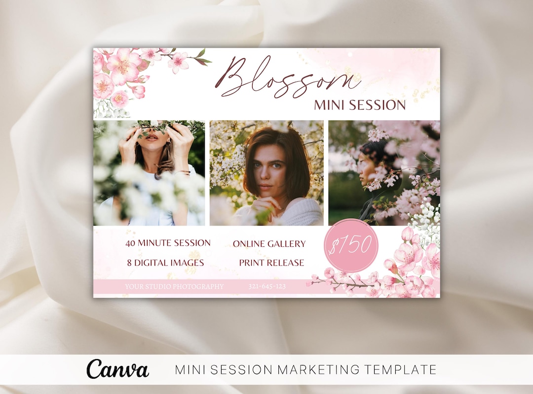 Blossom Mini Session Template for Photographers, Canva Spring Minis ...