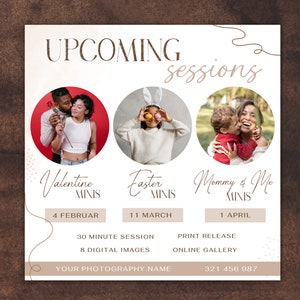 Upcoming Sessions Canva Template for Photographers, Mini Session ...