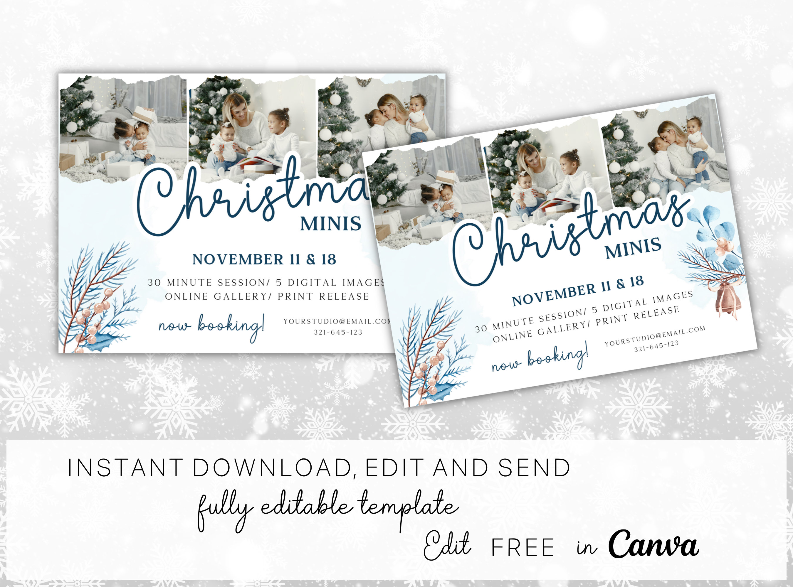 Christmas Mini Session Canva Template for Photographers, Holiday ...