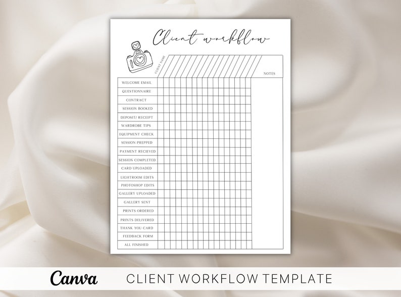 Photography Client Workflow Template: Canva Planner (digital Download ...