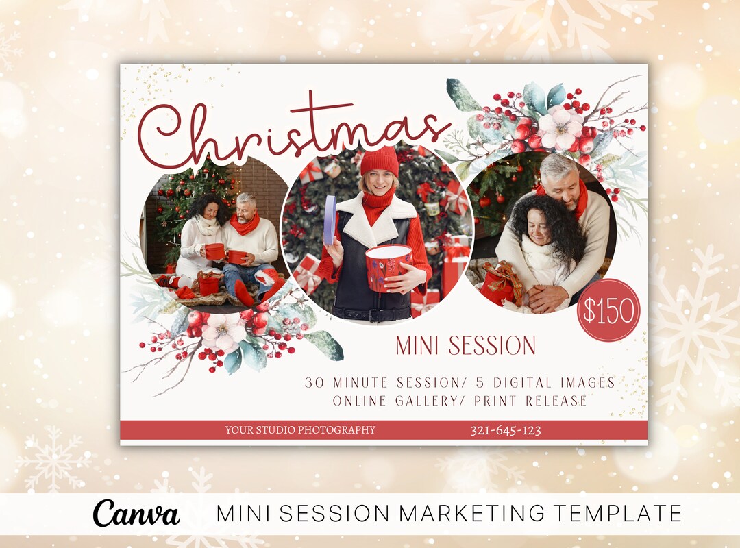Christmas Mini Session Canva Template, Holiday Marketing, Christmas ...