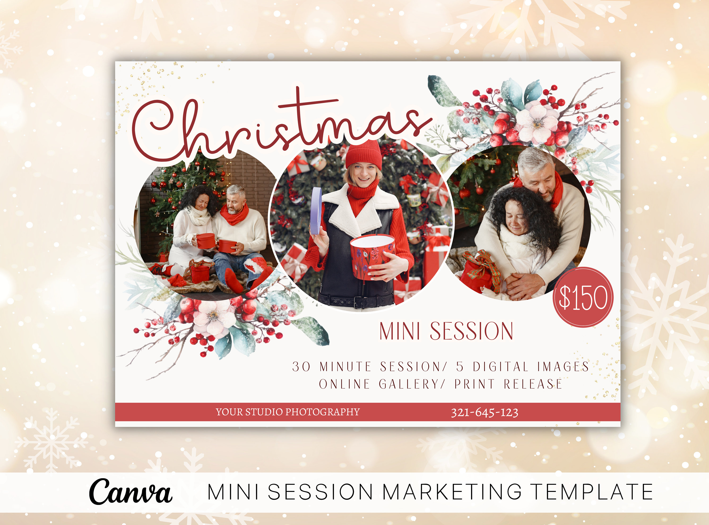 Christmas Mini Session Canva Template, Holiday Marketing, Christmas ...