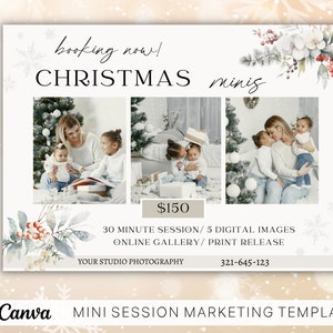 Christmas Mini Session Template: Canva Holiday Marketing Board (digital ...