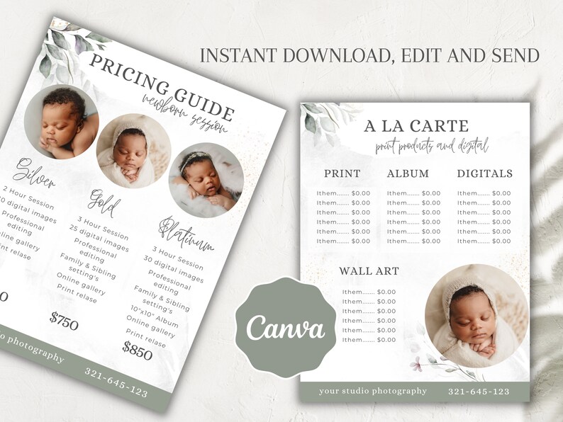 Photography Price List Canva Template, Photography Pricing List ...