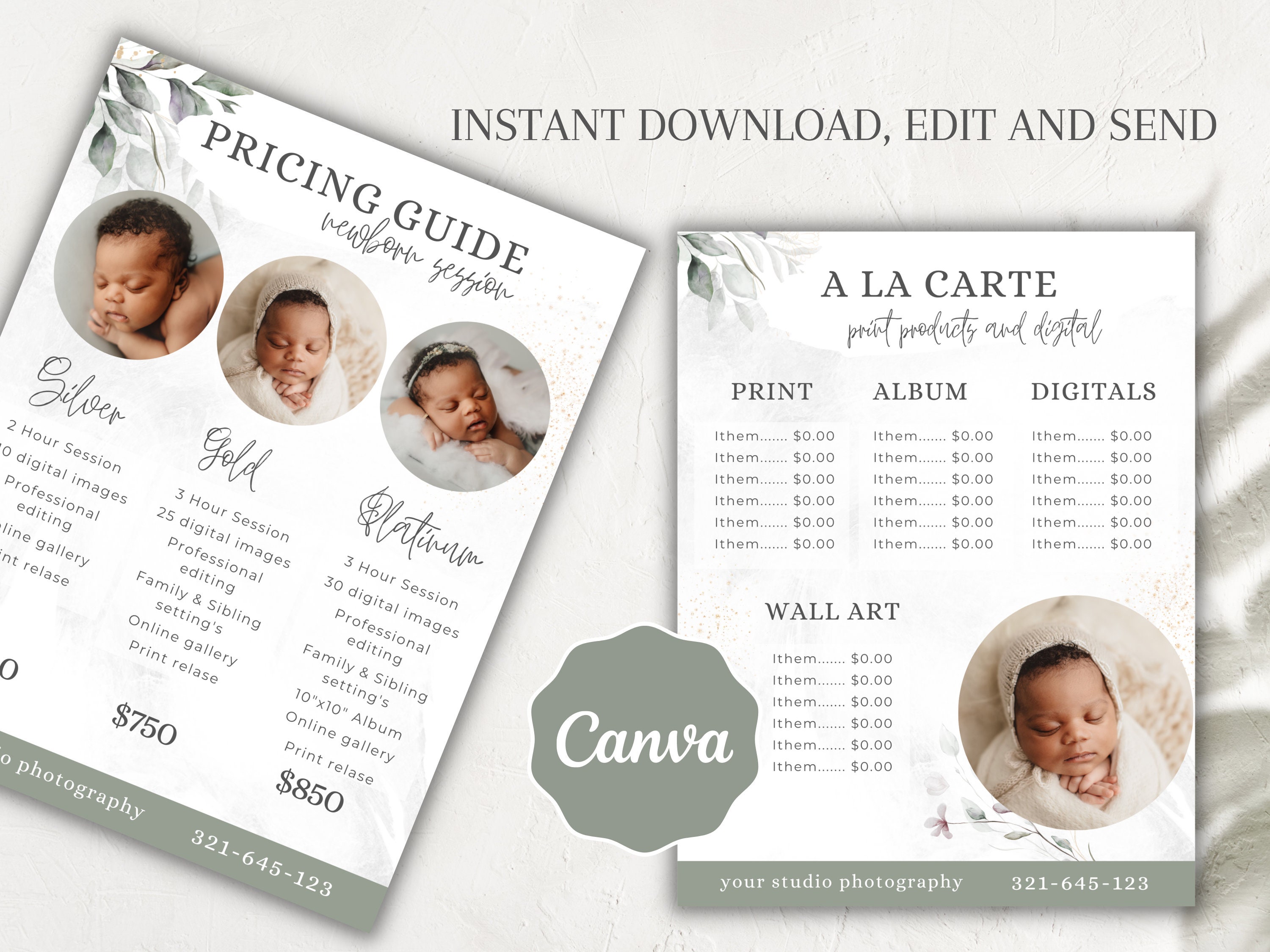 Photography Price List Canva Template, Photography Pricing List ...