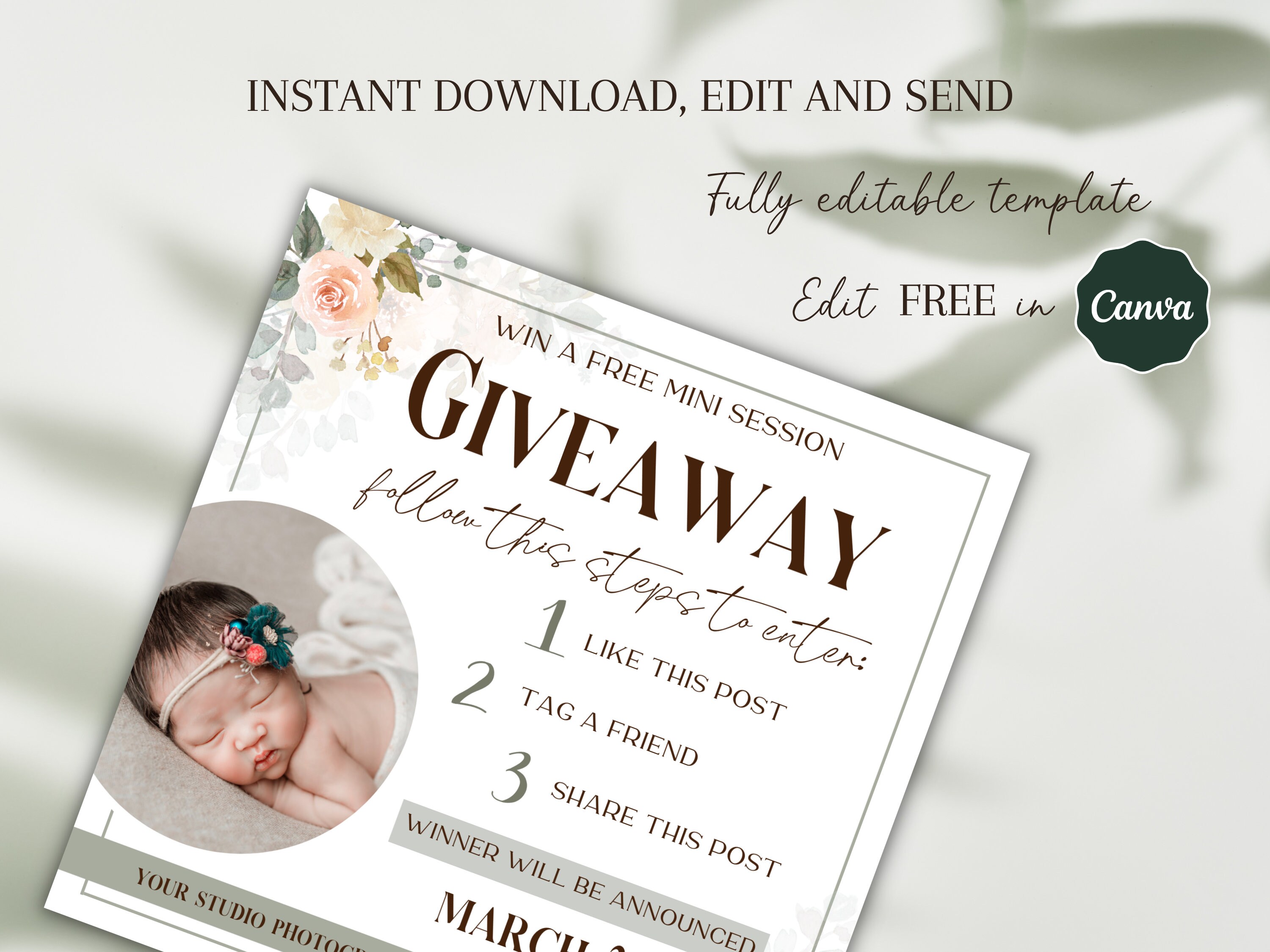 Giveaway Canva Template for Photographers, Contest Template, Social ...
