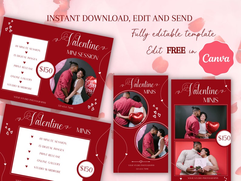 Valentine Mini Session Canva Template Bundle Valentine - Etsy