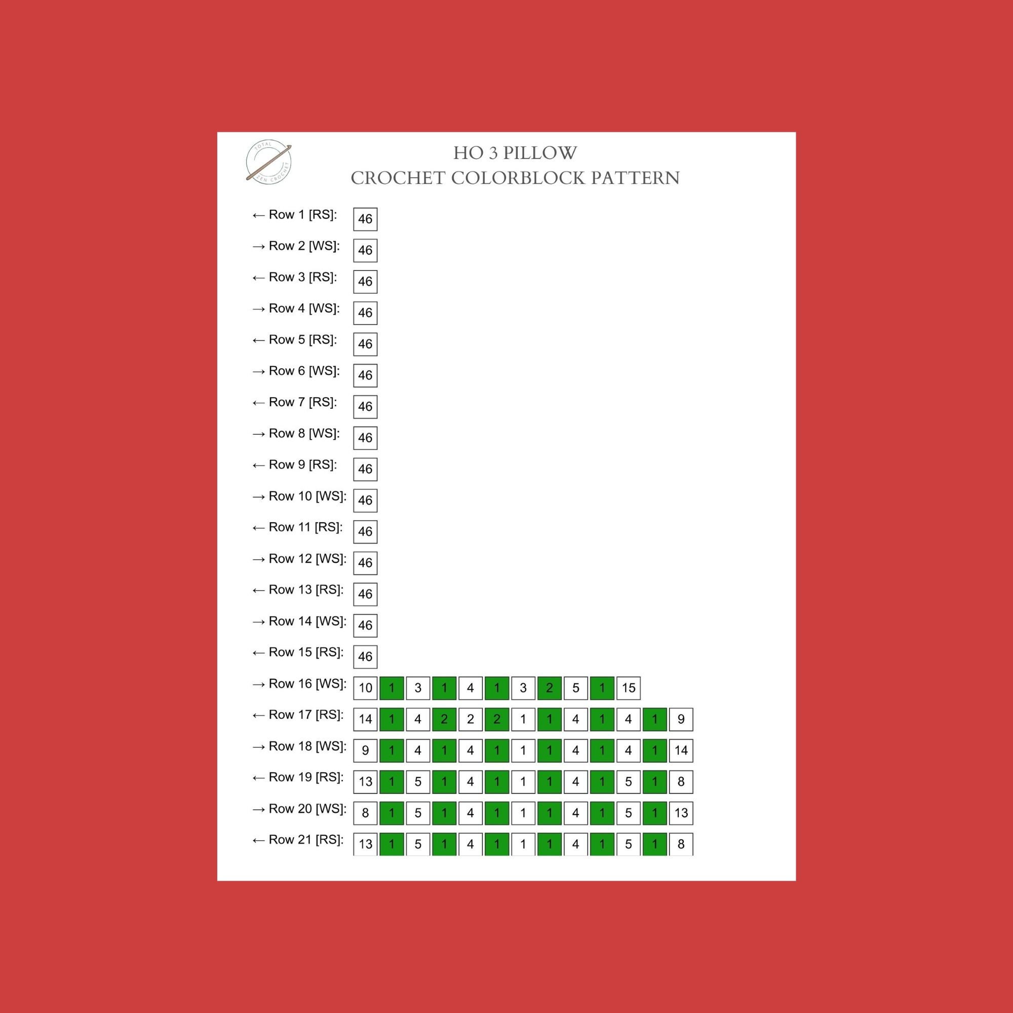 Ho-3 Graphgan Pillow Pattern for Corner to Corner C2C Crochet, Tunisian ...