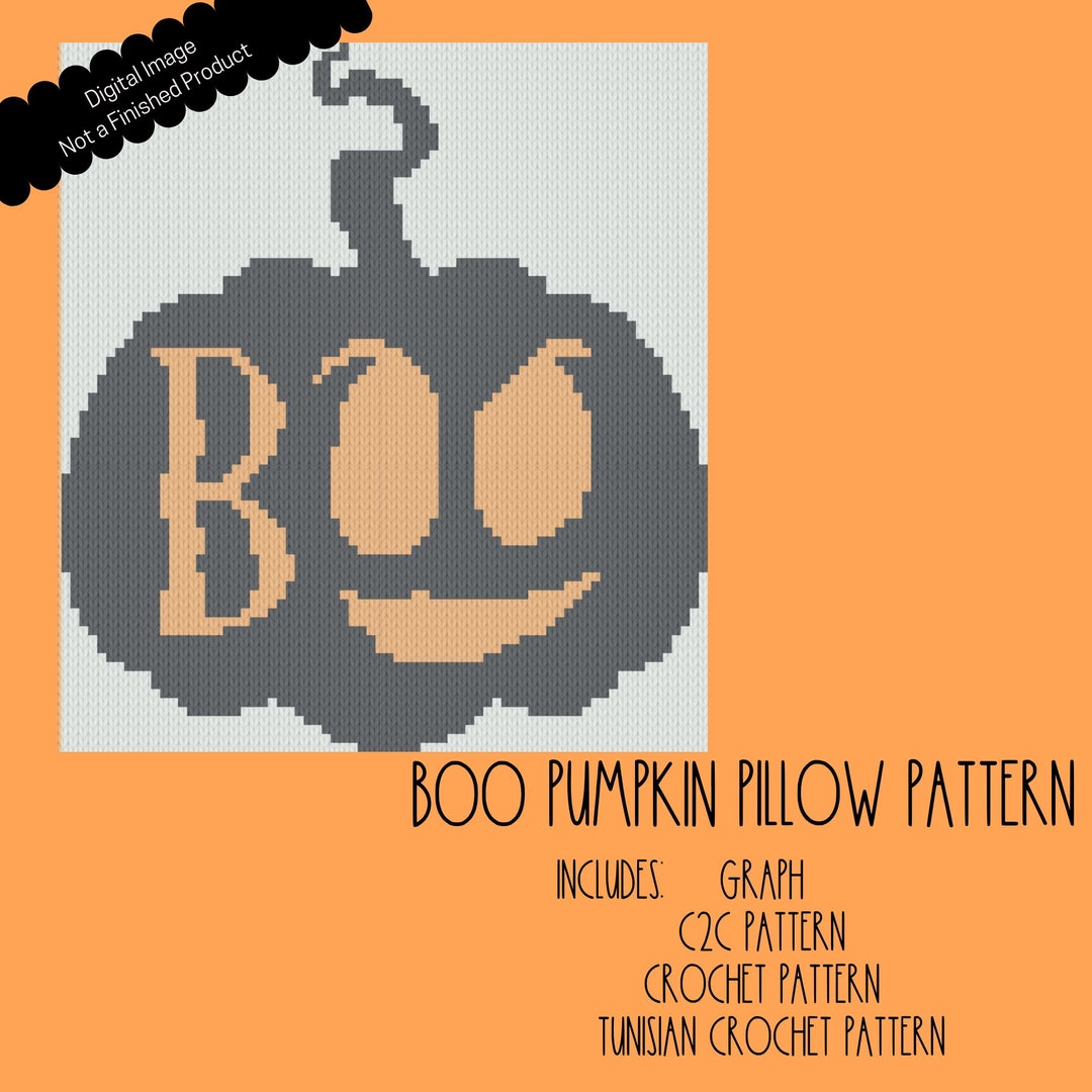 Boo Pumpkin Graphgan Pillow Pattern for Corner to Corner (C2C) Crochet ...