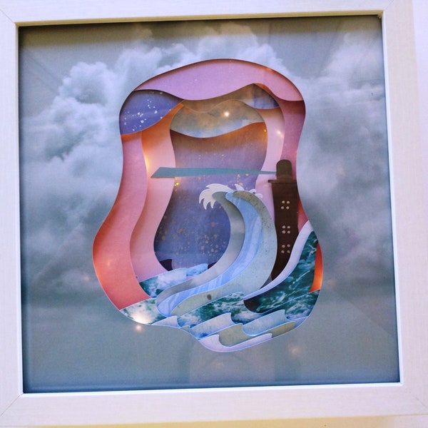 3d Lighted Shadow Box Lighthouse - Etsy