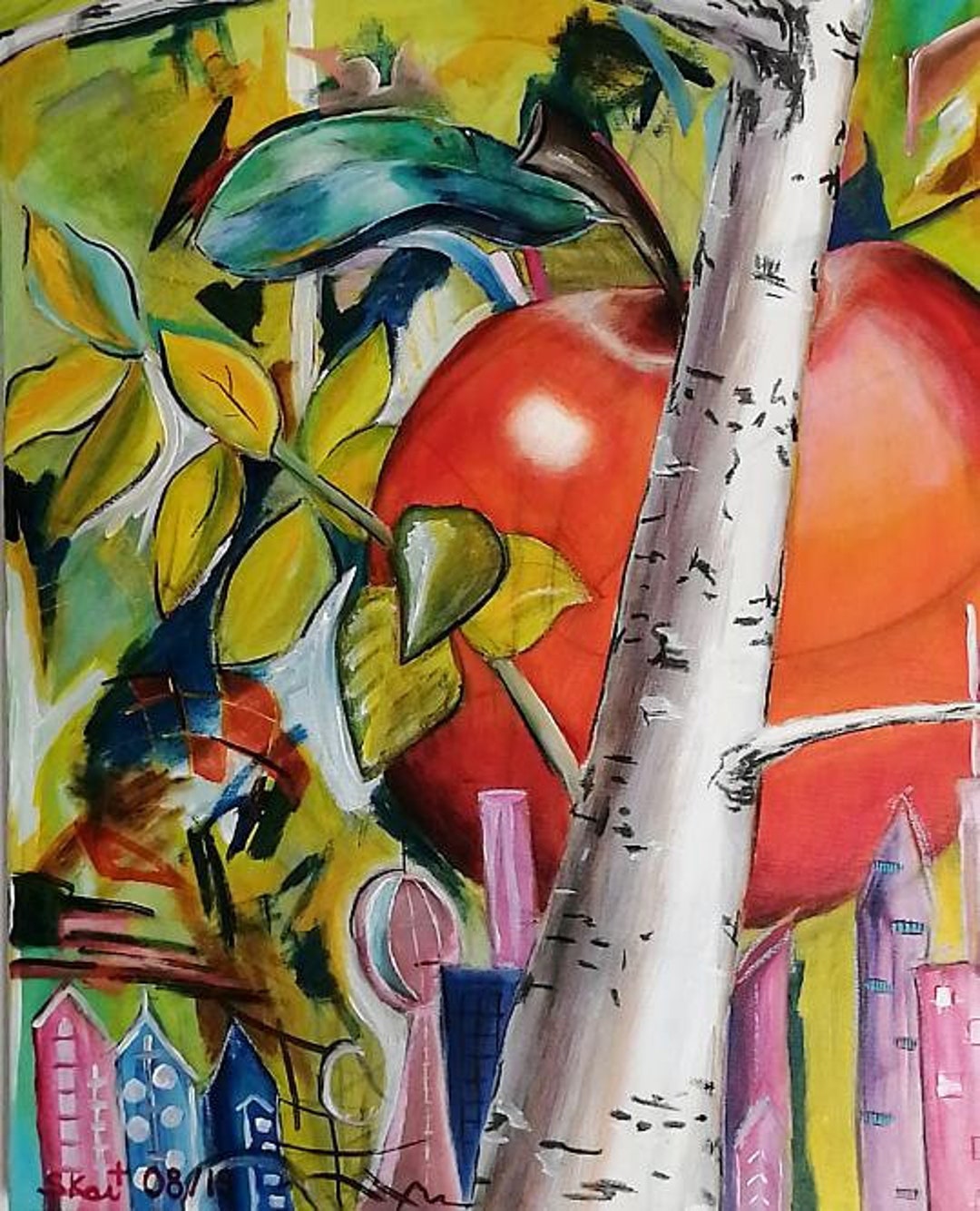 Big Apple With Birch Tree - Etsy