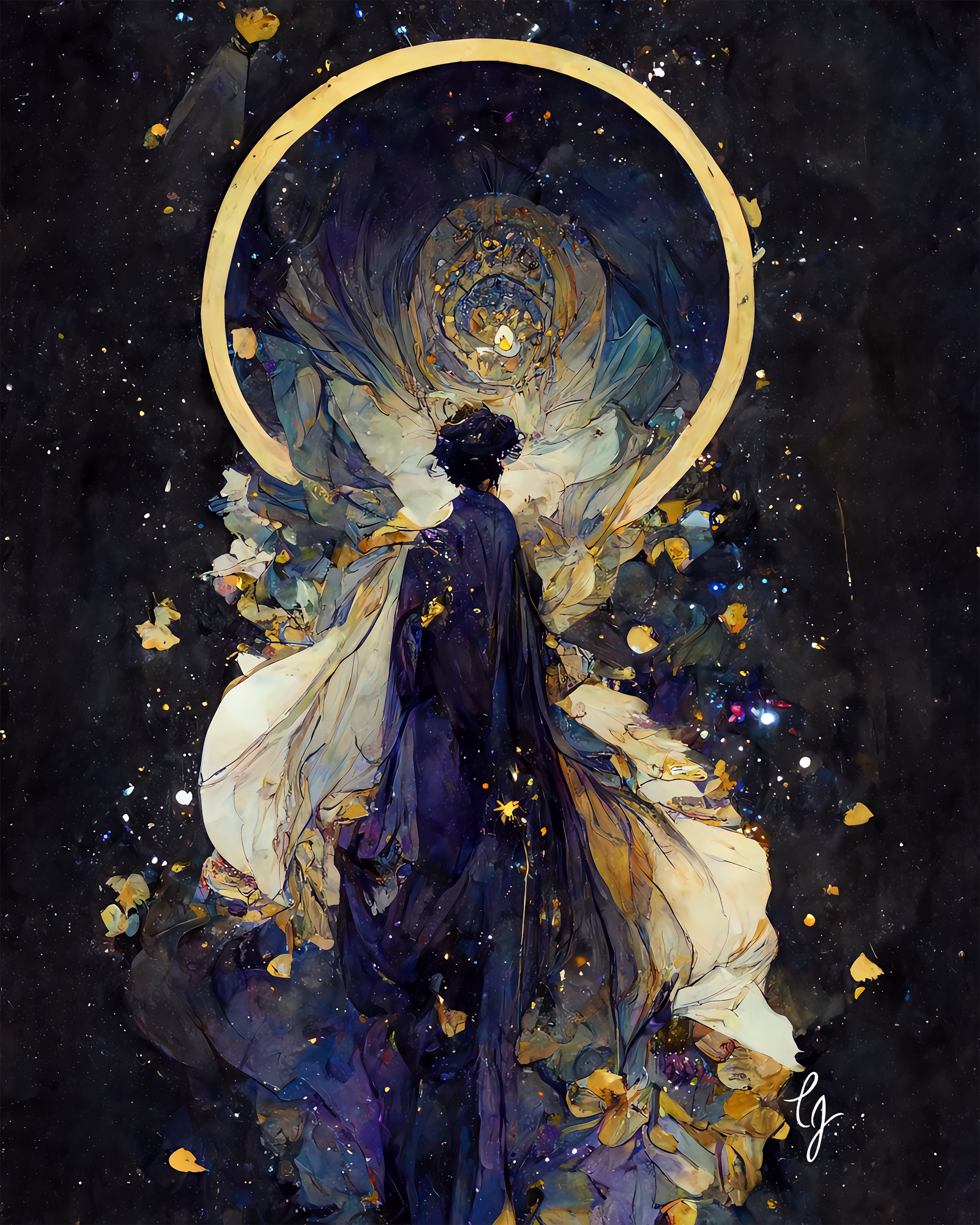 Face Full of Stars Galaxy Print #5, Matte Giclée Print, Art Nouveau ...