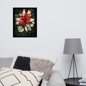 Poinsettia Stained Glass Art Poster Print, Christmas Print, Christmas ...