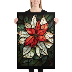 Poinsettia Stained Glass Art Poster Print, Christmas Print, Christmas ...